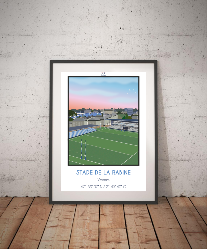 Affiche stade de la Rabine VANNES - Stade rugby - Print Mural